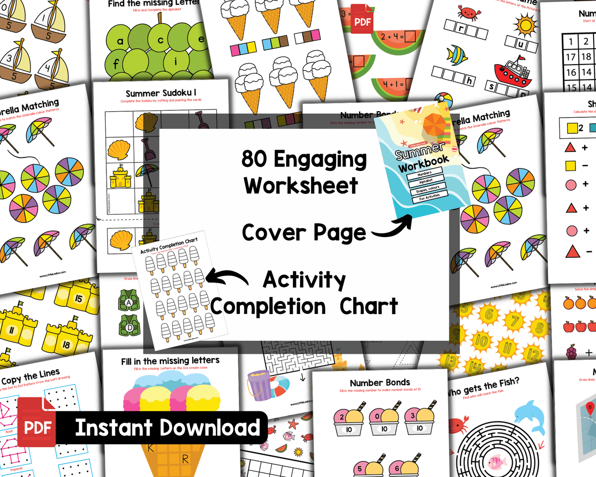 Summer Workbook - Mega Printable Pack of 80 Pages – LittleLadoo