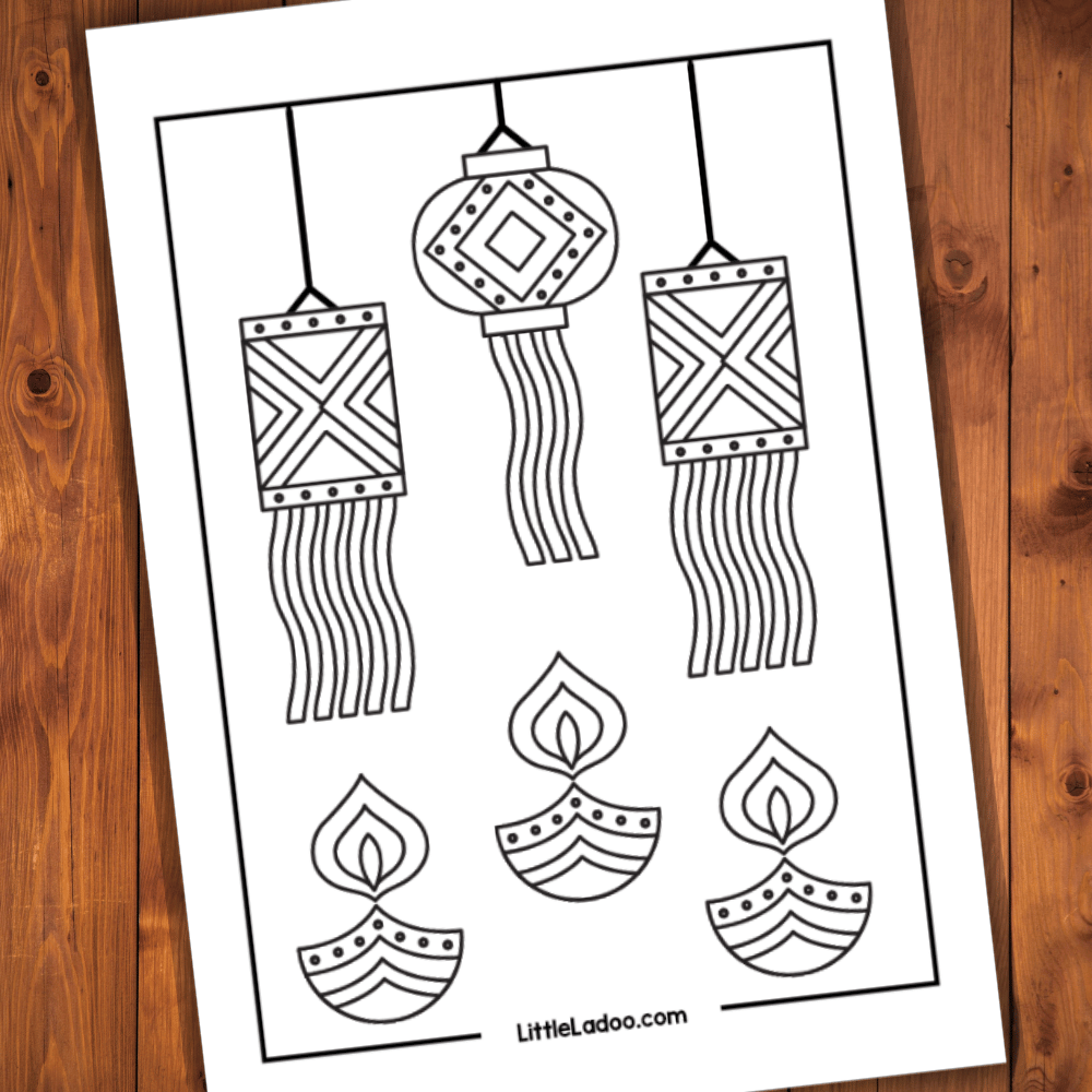 Diwali Colouring Pages - Printable Pack of 15 Sheets – LittleLadoo