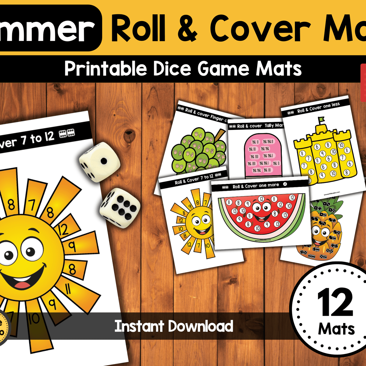 Summer Roll and Cover Math - 12 Printable Mats – LittleLadoo