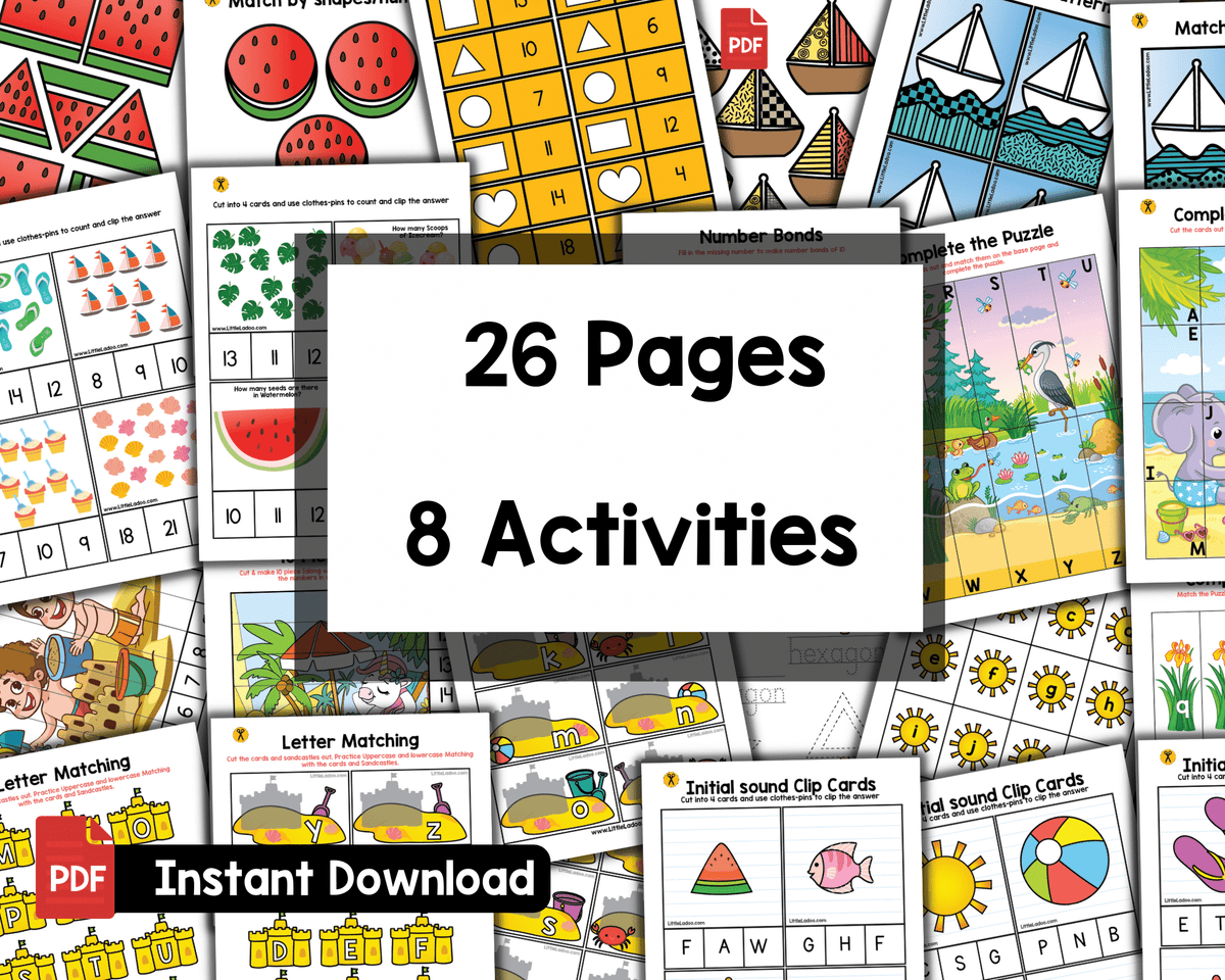 Summer Hands-on Activities Printable - Pack of 8 Math/ ELA Activities ...