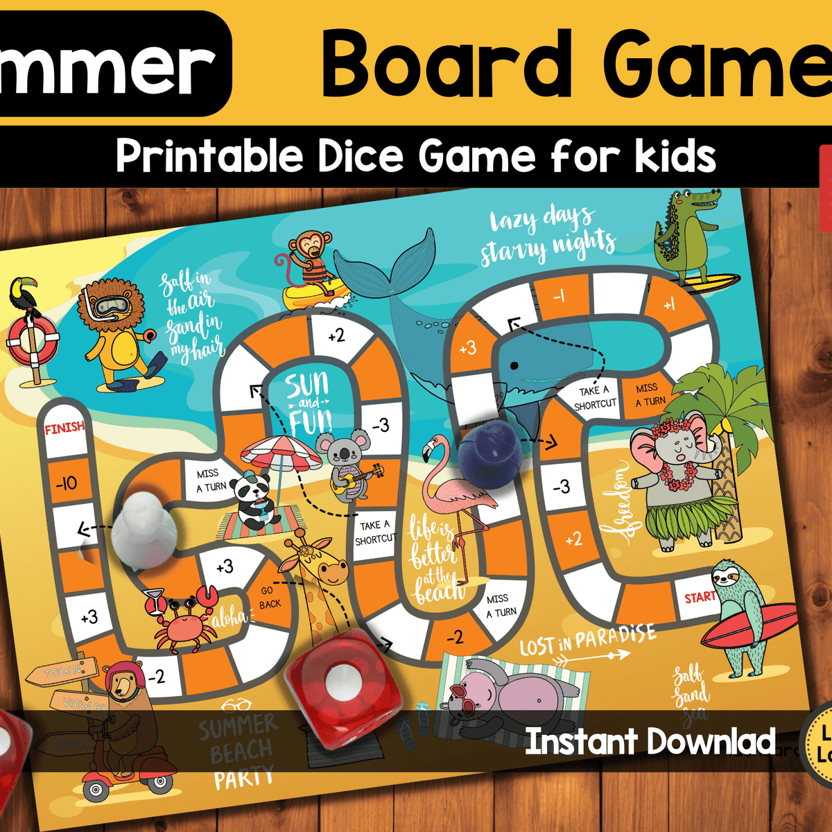 Summer Board Game Printable – LittleLadoo