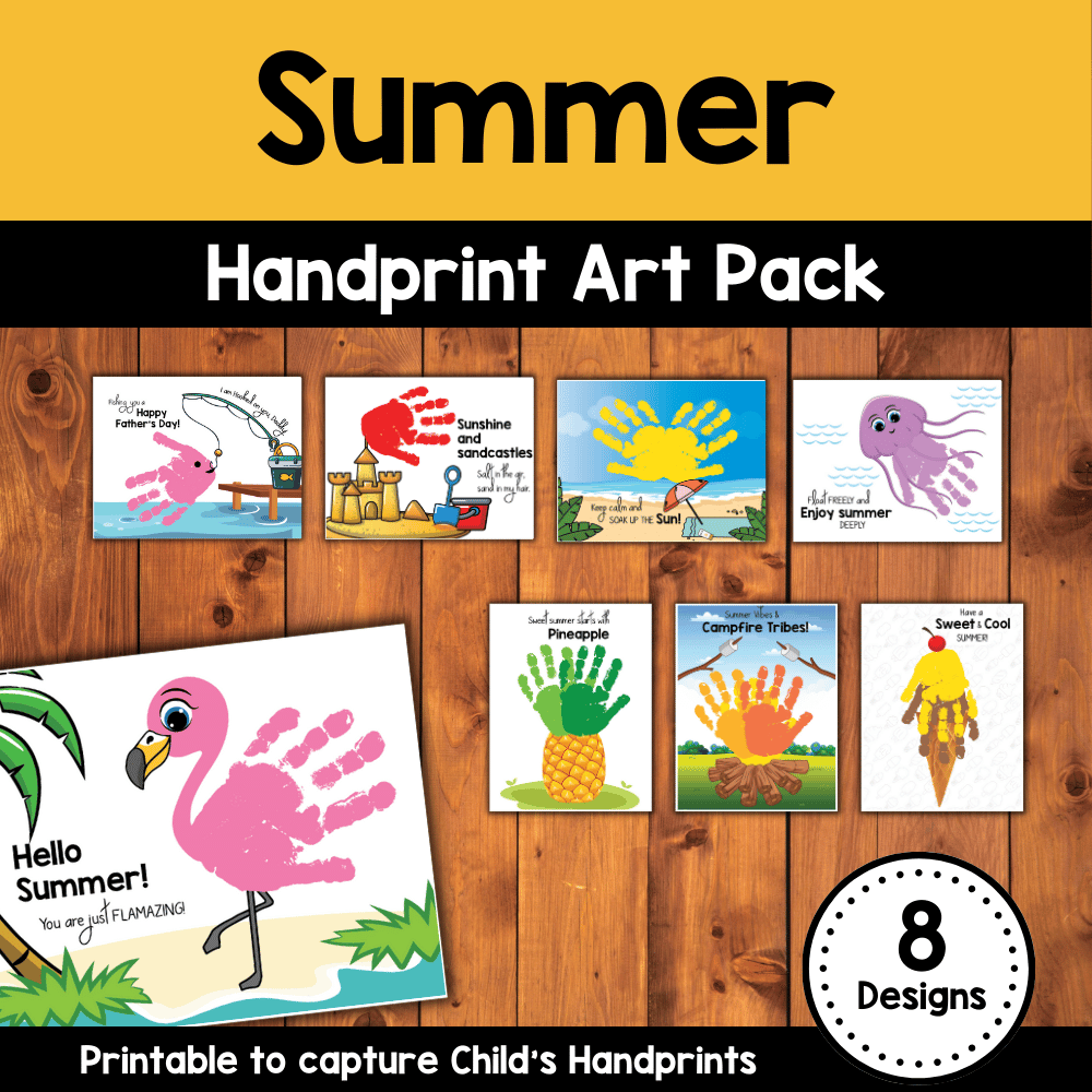 Summer Handprint Art Printable { 8 Designs } – LittleLadoo