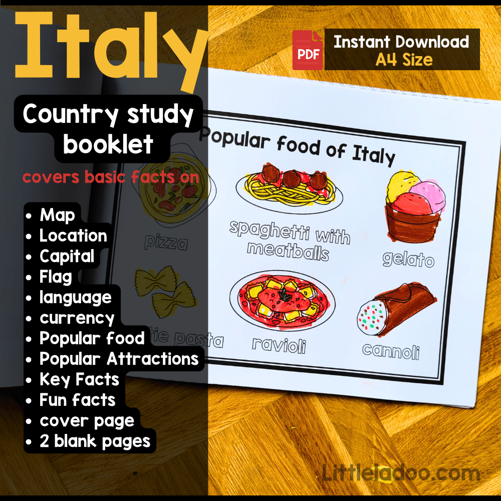 Italy Country Study Booklet Printable – LittleLadoo