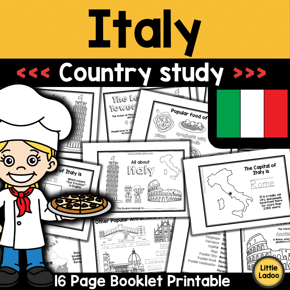 Italy Country Study Booklet Printable – LittleLadoo