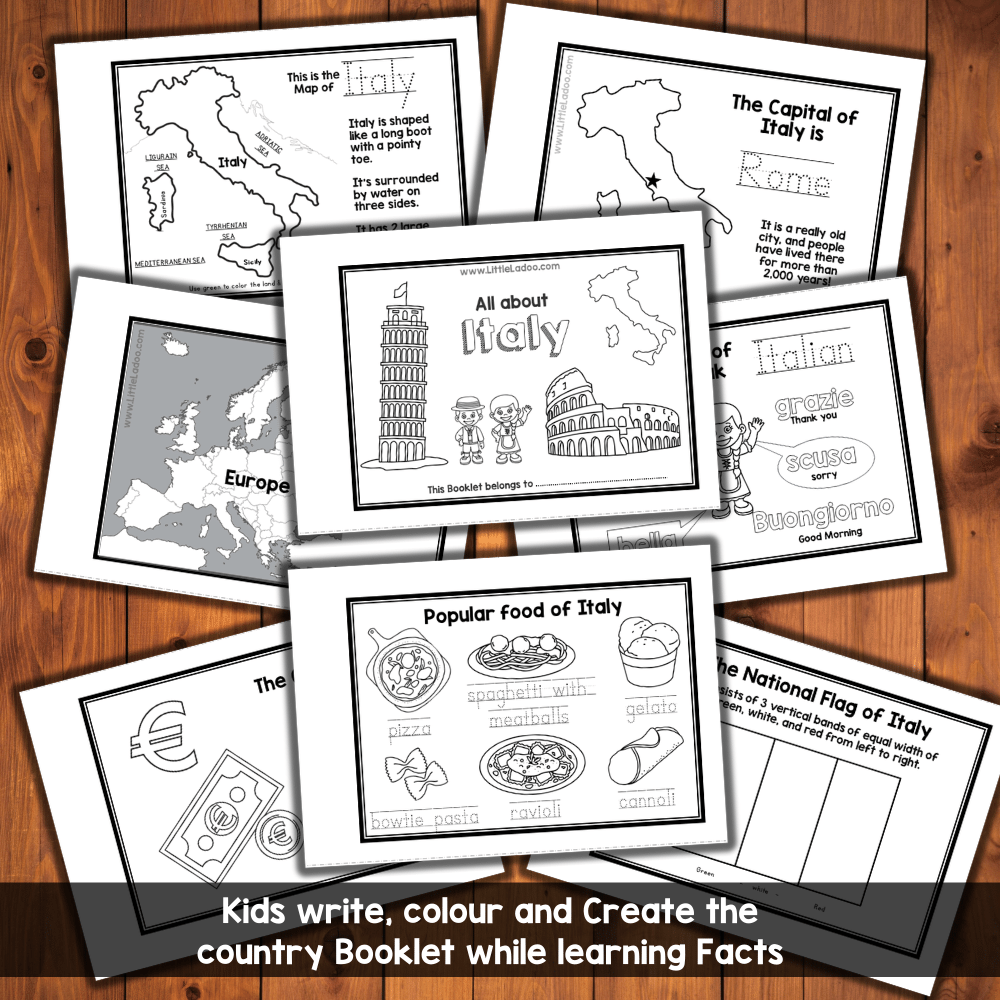 Italy Country Study Booklet Printable – LittleLadoo