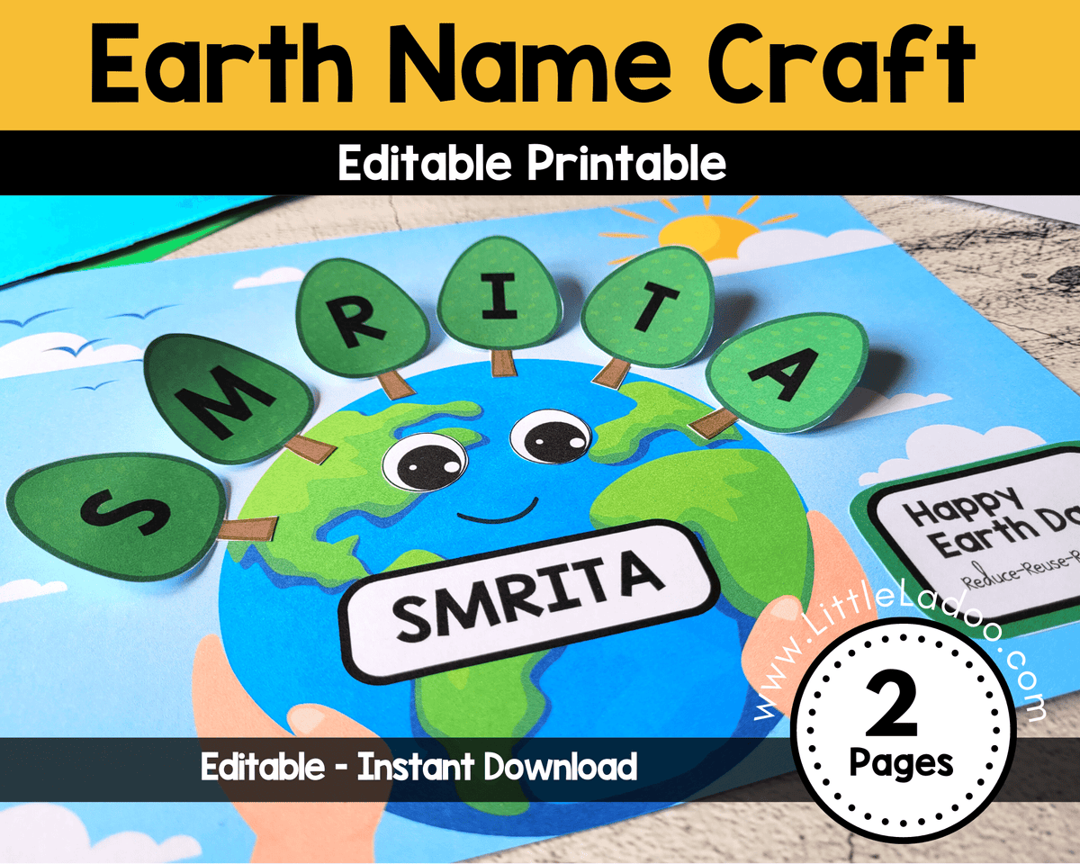 Earth Day Editable Name Craft – LittleLadoo
