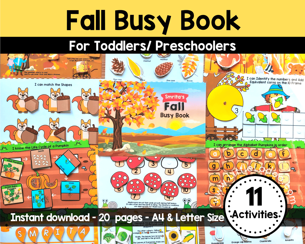 Fall Busy Book Printable {11 Activities} – LittleLadoo