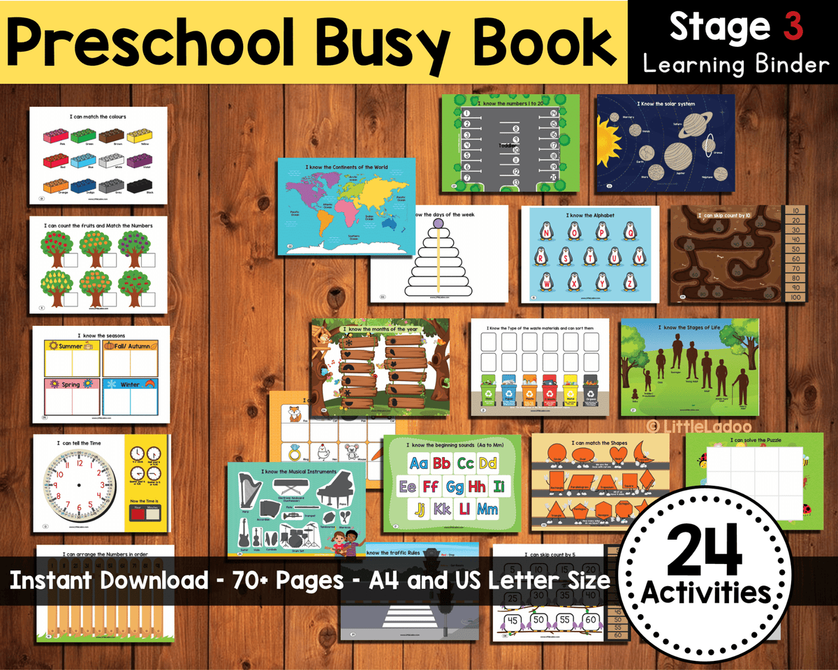 Preschool Busy Book { 24 Activities } – LittleLadoo