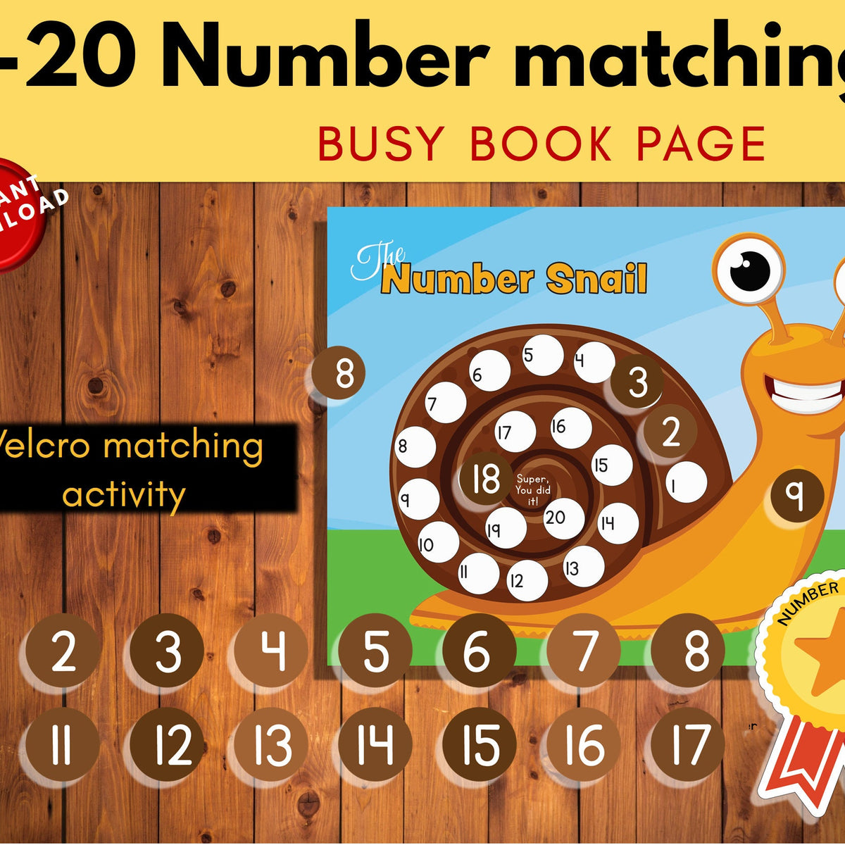 Snail Number Matching Game – LittleLadoo