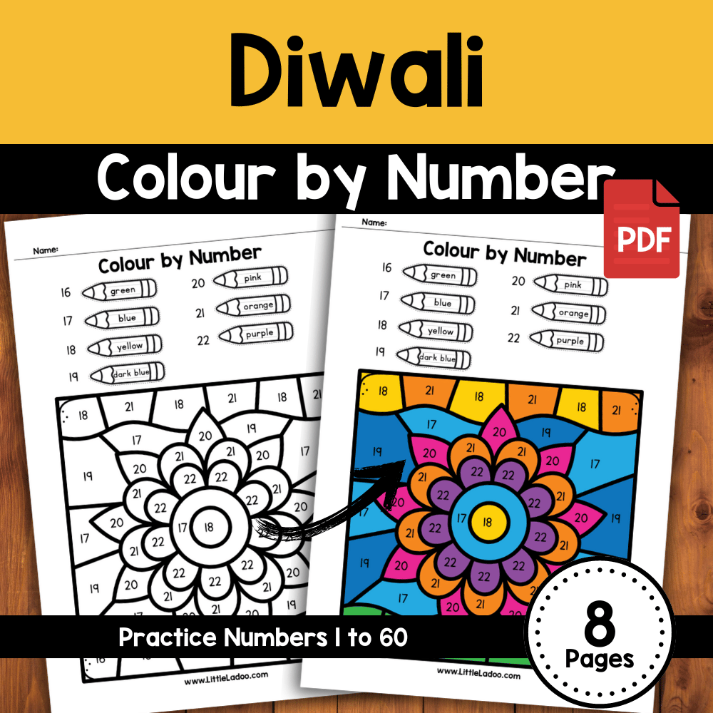 Diwali By Number Printable - Set of 8 Pages – LittleLadoo