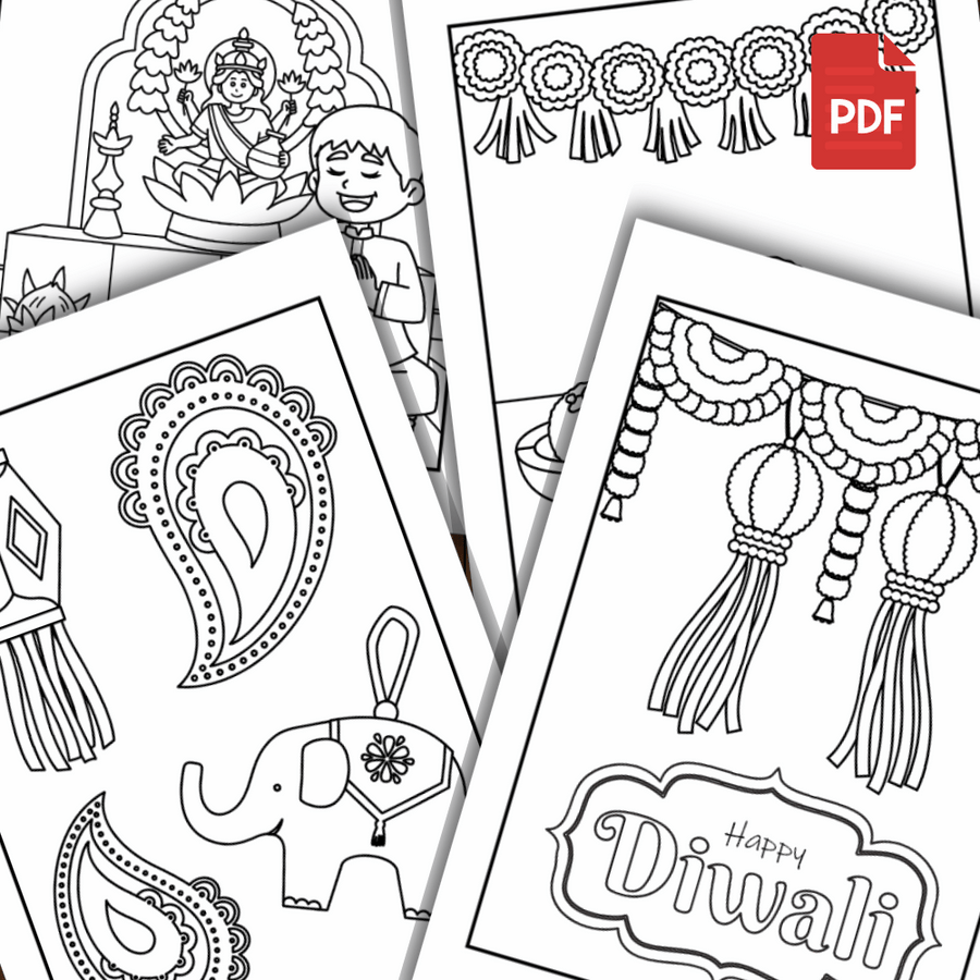 Diwali Colouring Pages - Printable Pack of 15 Sheets – LittleLadoo