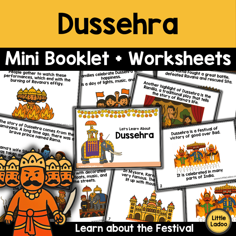 Dussehra Mini Booklet + Worksheets – LittleLadoo
