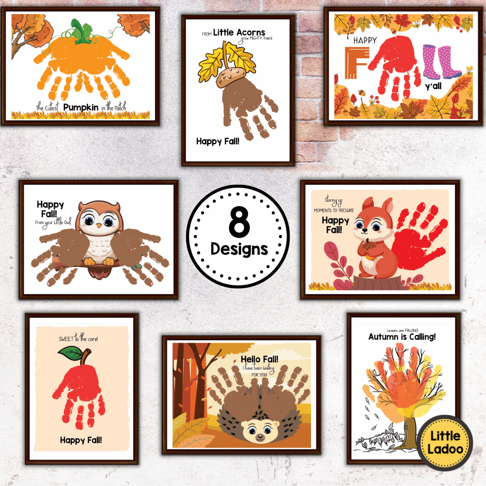Fall Handprint Art Printable { 8 Designs } – LittleLadoo