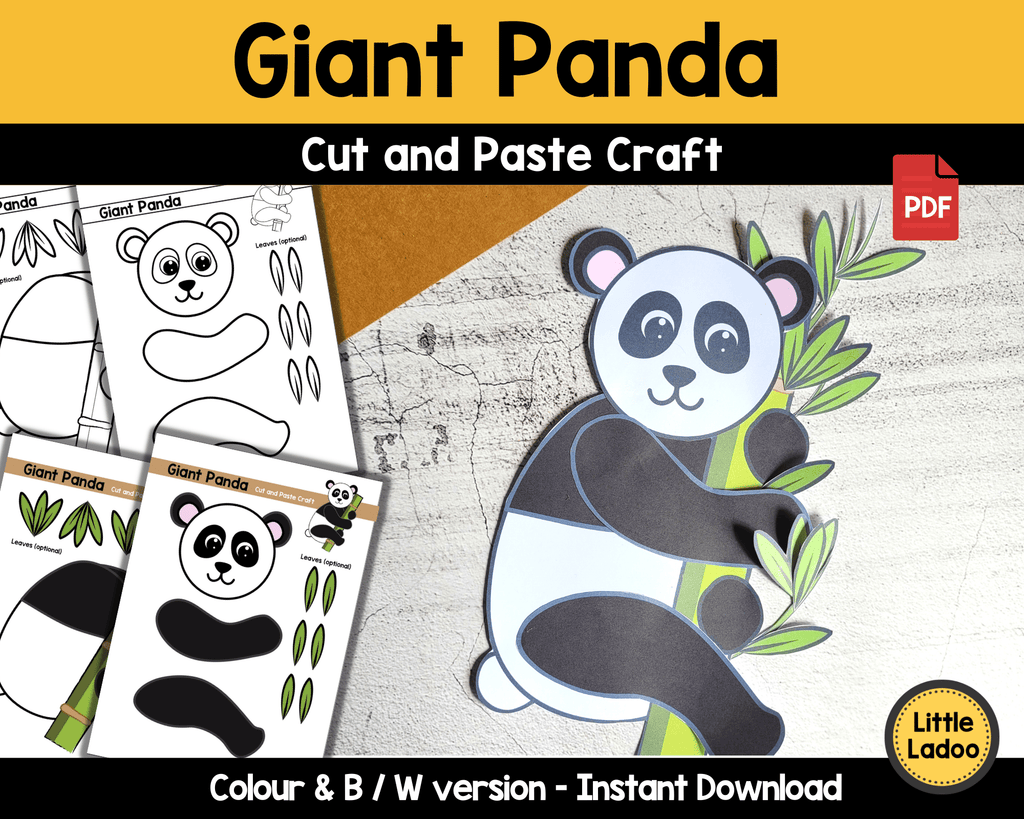 Giant panda Cut and Paste Craft Template – LittleLadoo