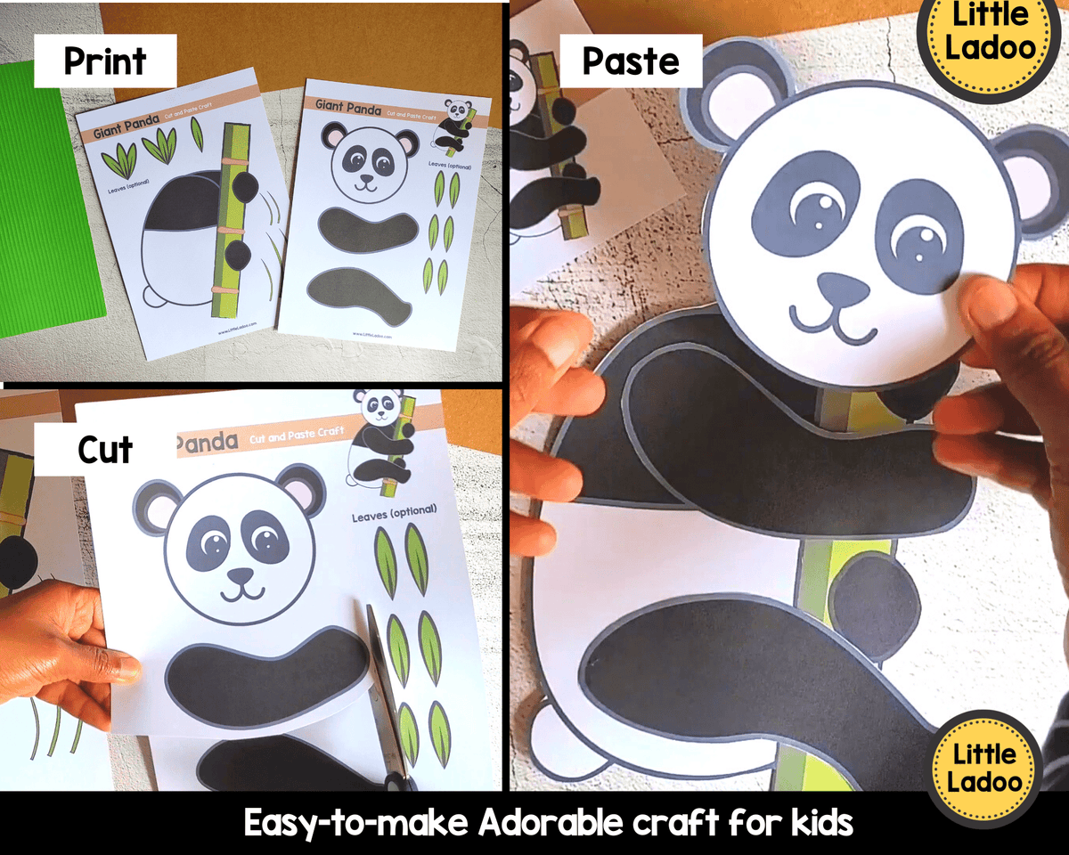Giant panda Cut and Paste Craft Template – LittleLadoo