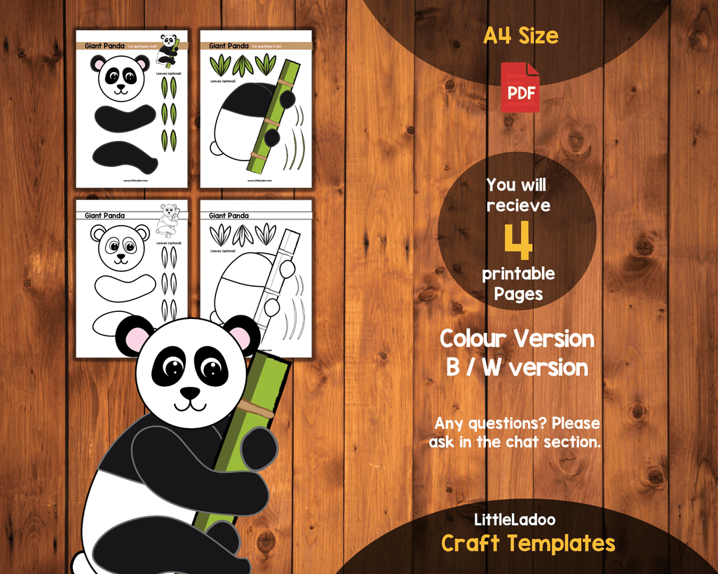 Giant panda Cut and Paste Craft Template – LittleLadoo