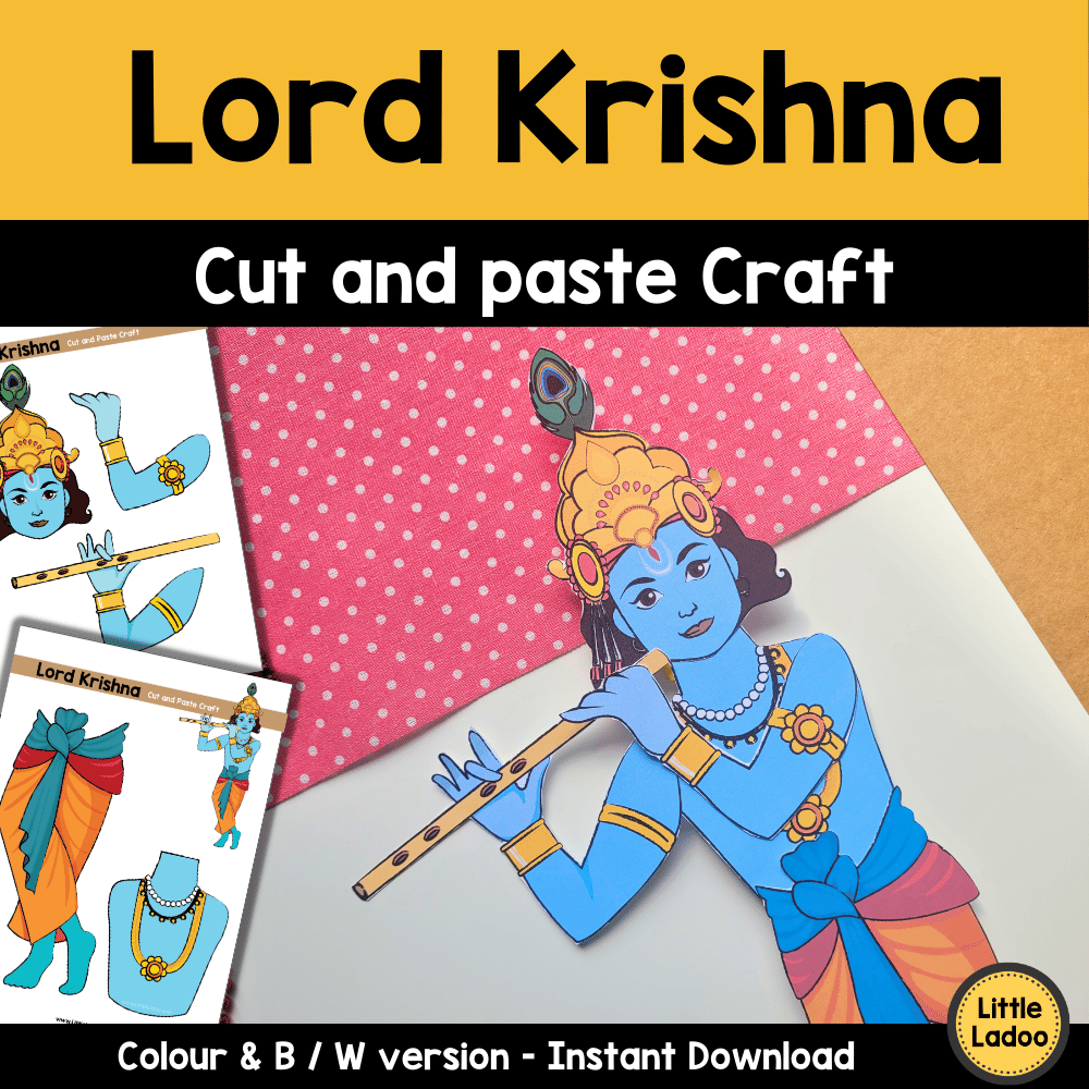 Lord Krishna Cut and Paste Craft Printable – LittleLadoo