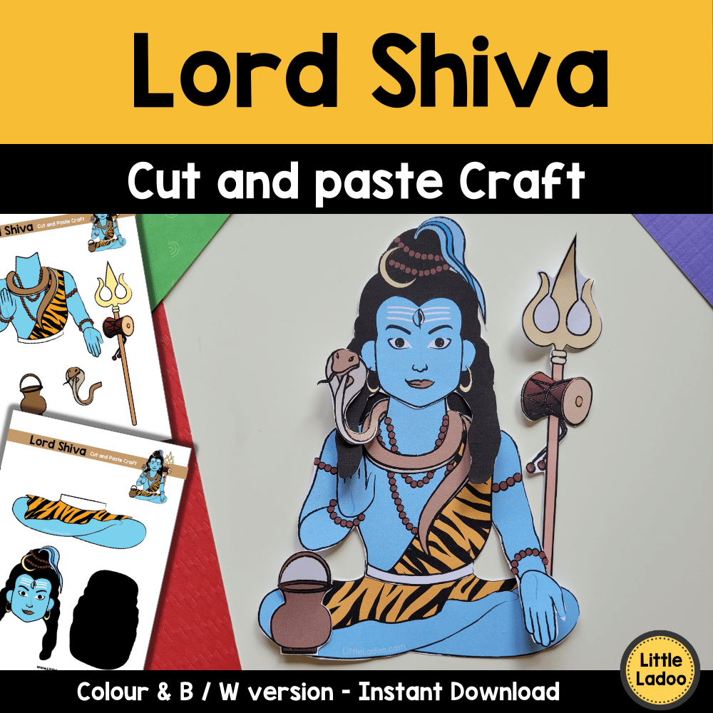 Lord Shiva Cut and Paste Craft Printable – LittleLadoo