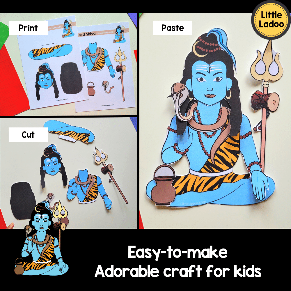 Lord Shiva Cut and Paste Craft Printable – LittleLadoo