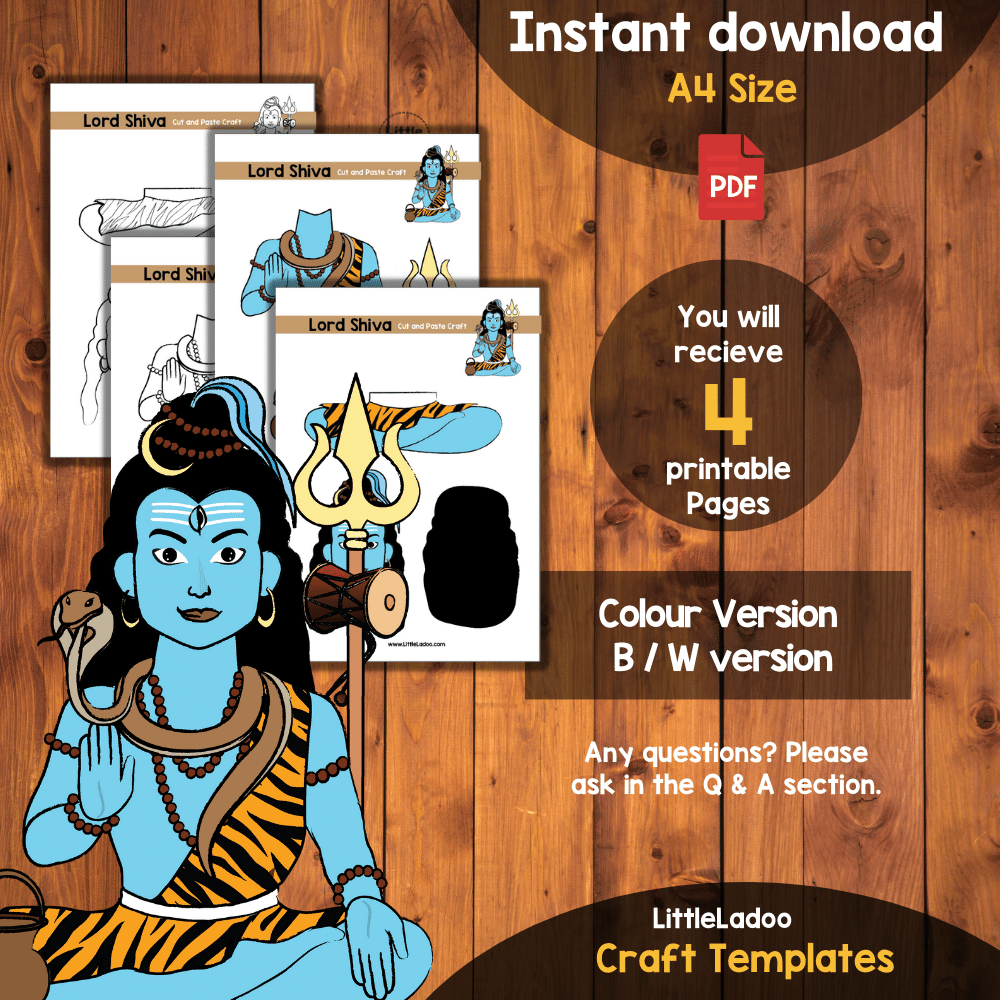 Lord Shiva Cut and Paste Craft Printable – LittleLadoo