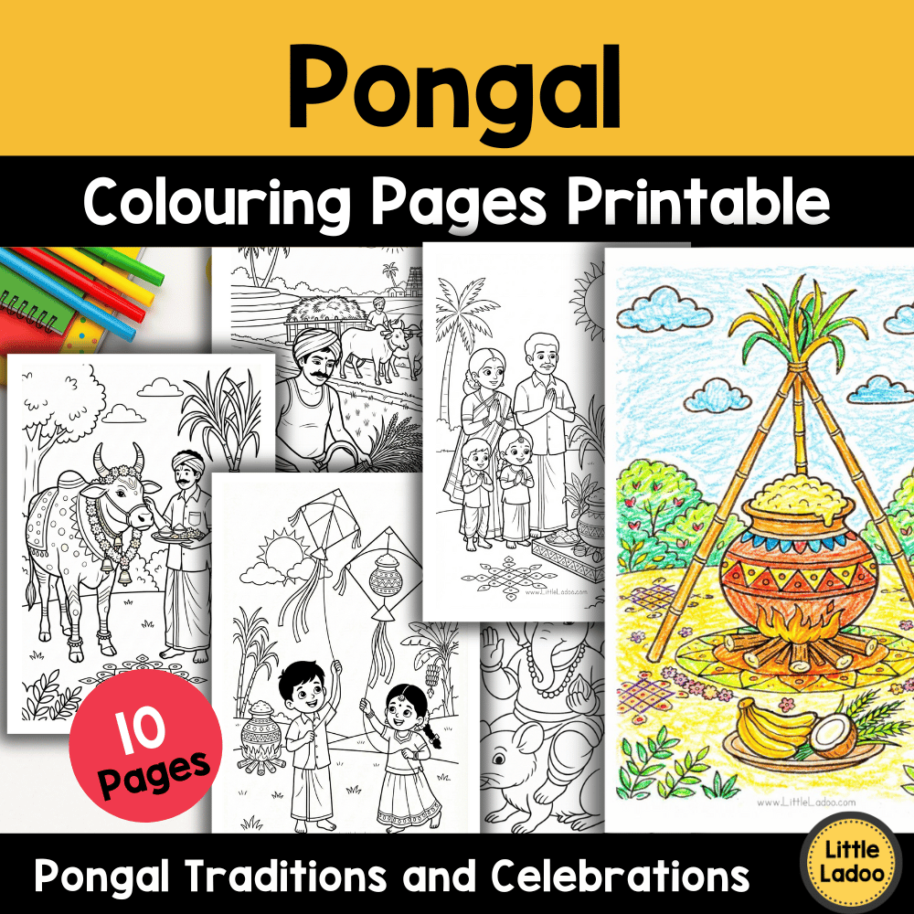 Pongal Colouring Pages Printable – LittleLadoo