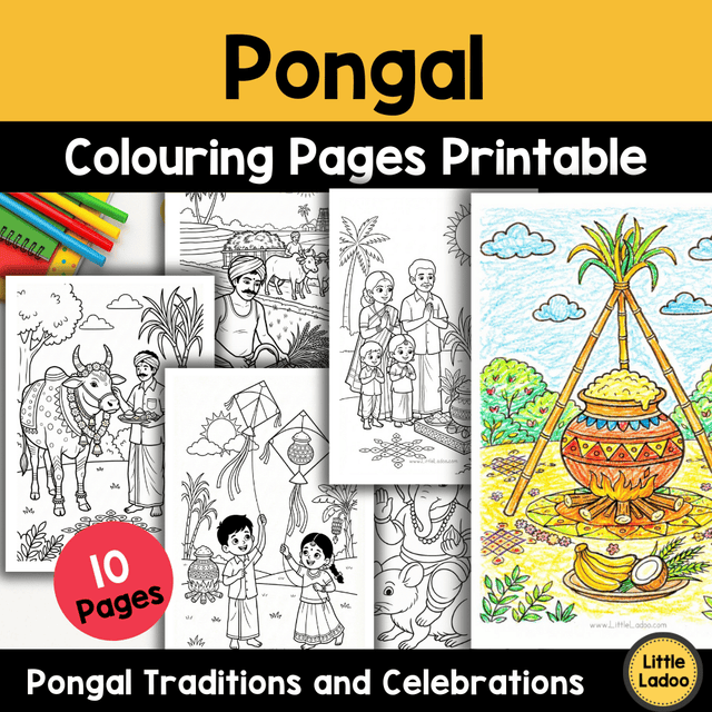 Pongal Colouring Pages Printable – LittleLadoo