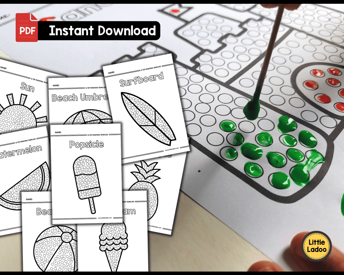 Q-Tip Painting - Fine Motor Activity Printable – LittleLadoo