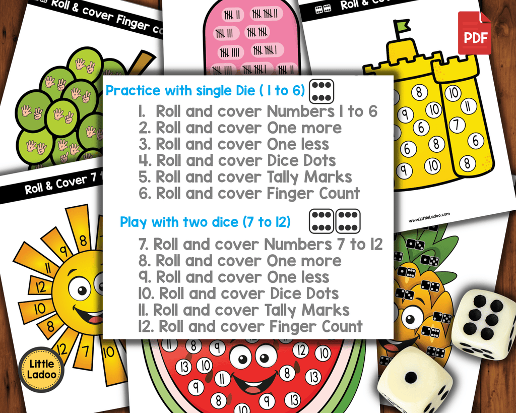 Summer Roll and Cover Math - 12 Printable Mats – LittleLadoo