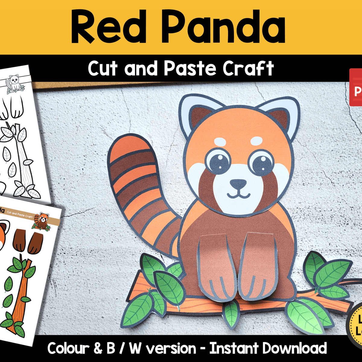 Red panda Cut and Paste Craft Template – LittleLadoo