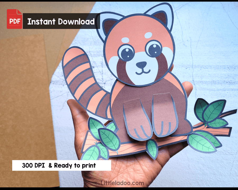 Red panda Cut and Paste Craft Template – LittleLadoo