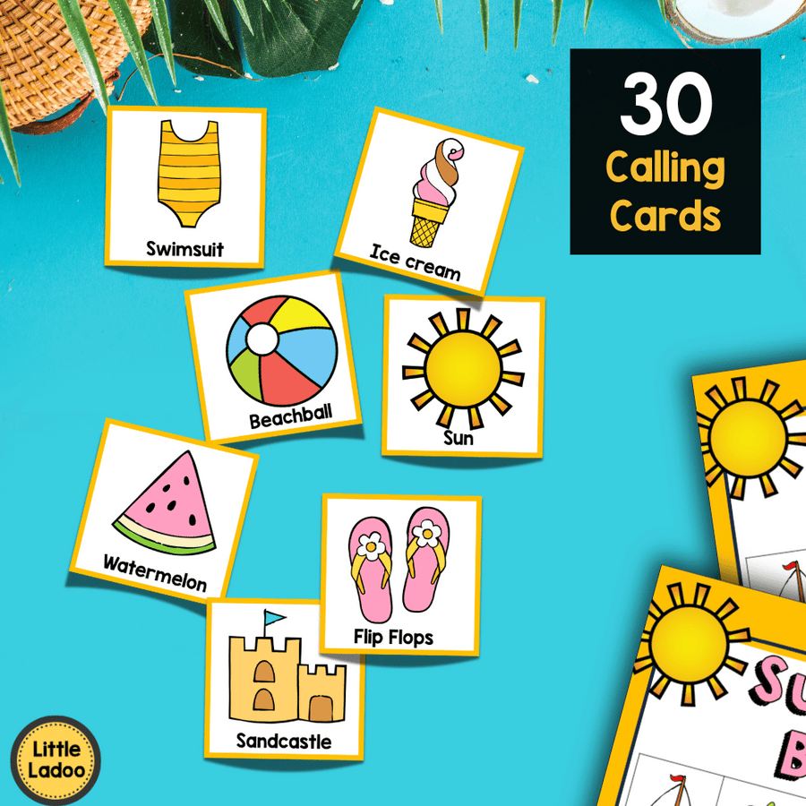 Summer Bingo Printable - 30 Bingo Mats + Riddle calling cards – LittleLadoo