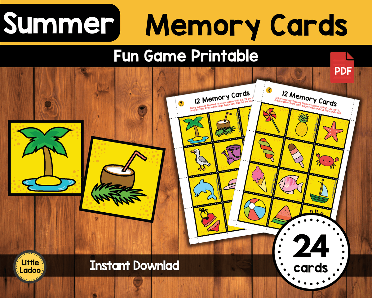 Summer Memory Game Printable – LittleLadoo