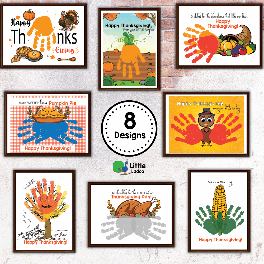 Thanksgiving Handprint Art Printable { 8 Designs } – LittleLadoo