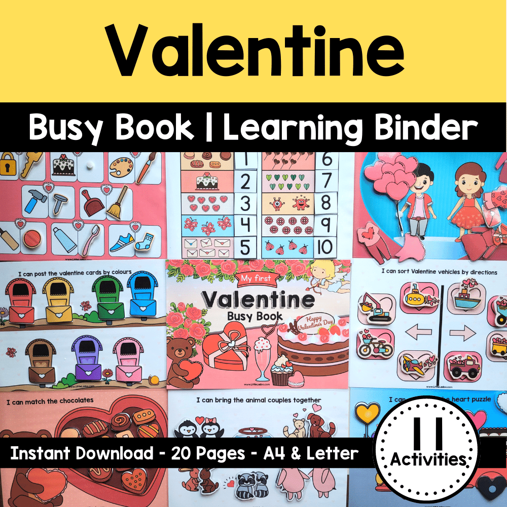 Valentine Busy Book Printable {11 Activities } – LittleLadoo