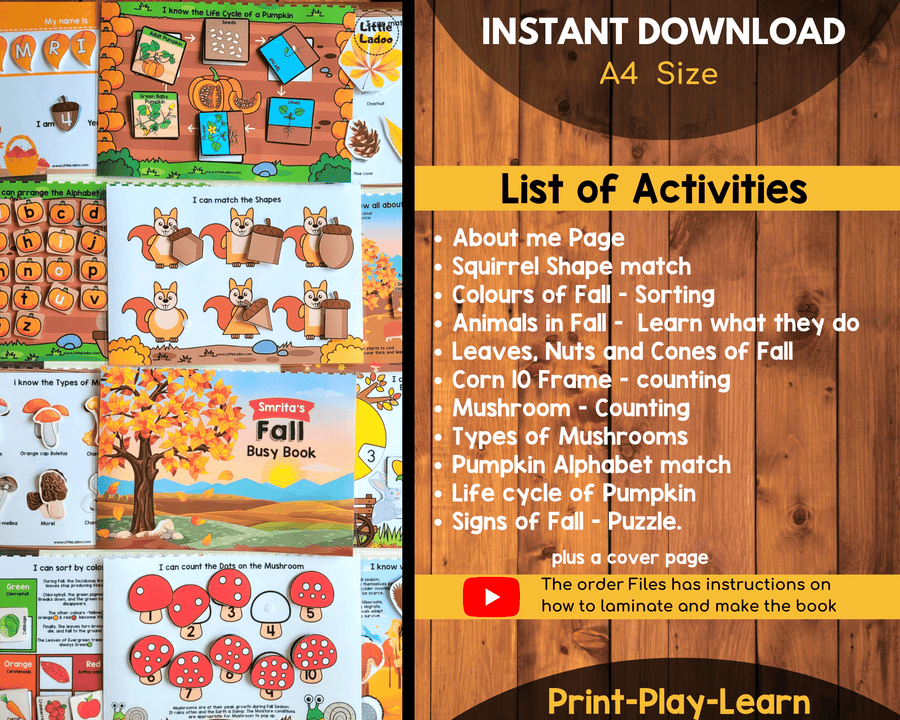 Fall Busy Book Printable {11 Activities} – LittleLadoo