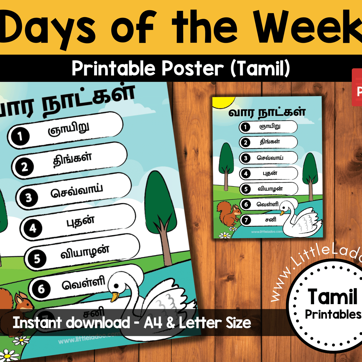 Days of the Week (Tamil) - Printable Poster – LittleLadoo