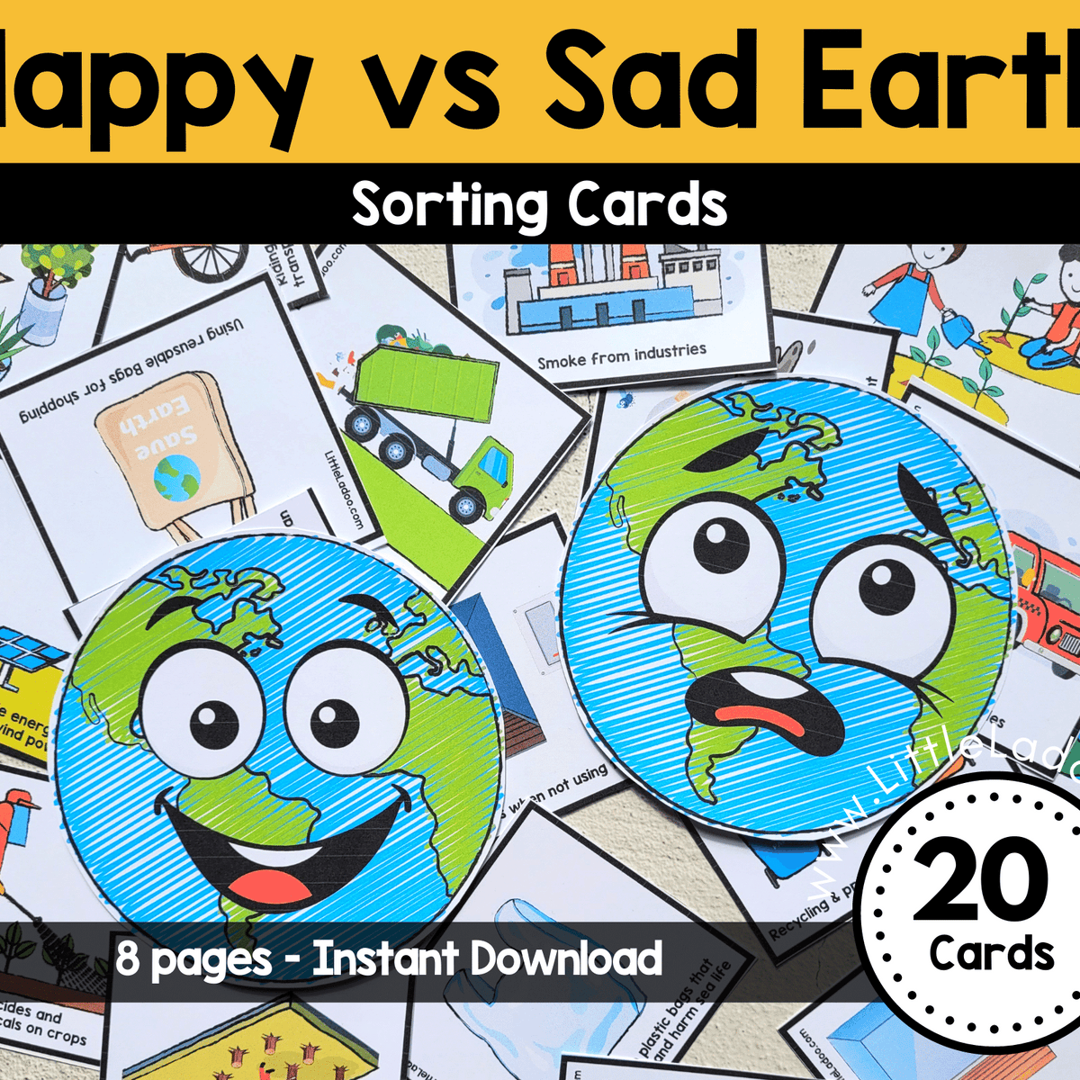 Happy Earth vs Sad Earth Sorting Cards – LittleLadoo