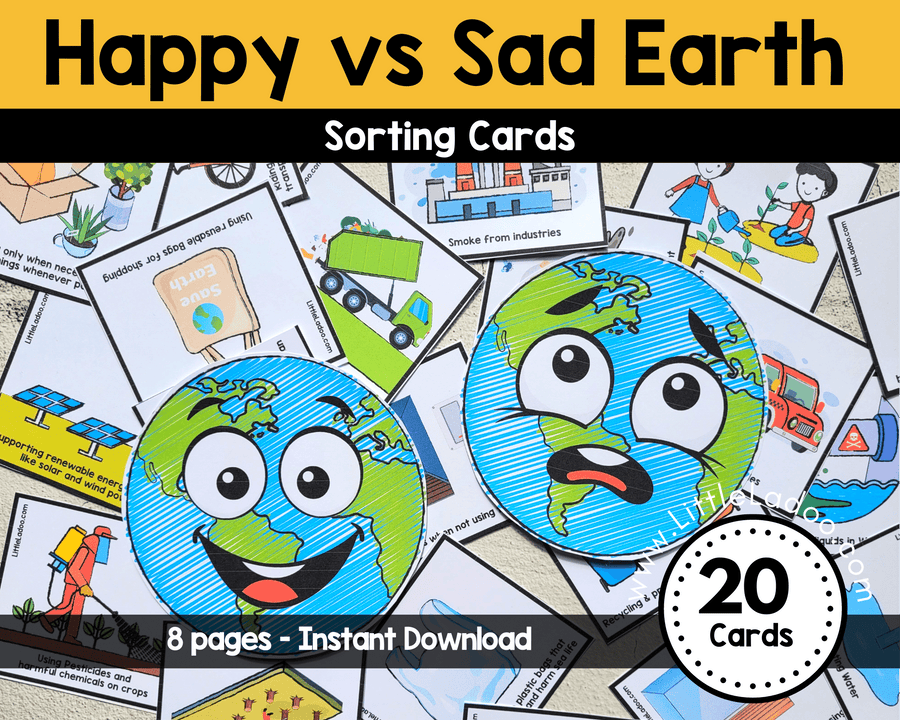 Happy Earth vs Sad Earth Sorting Cards – LittleLadoo