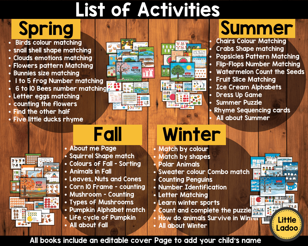 Seasons Busy Book Bundle { 44 Activities } – LittleLadoo