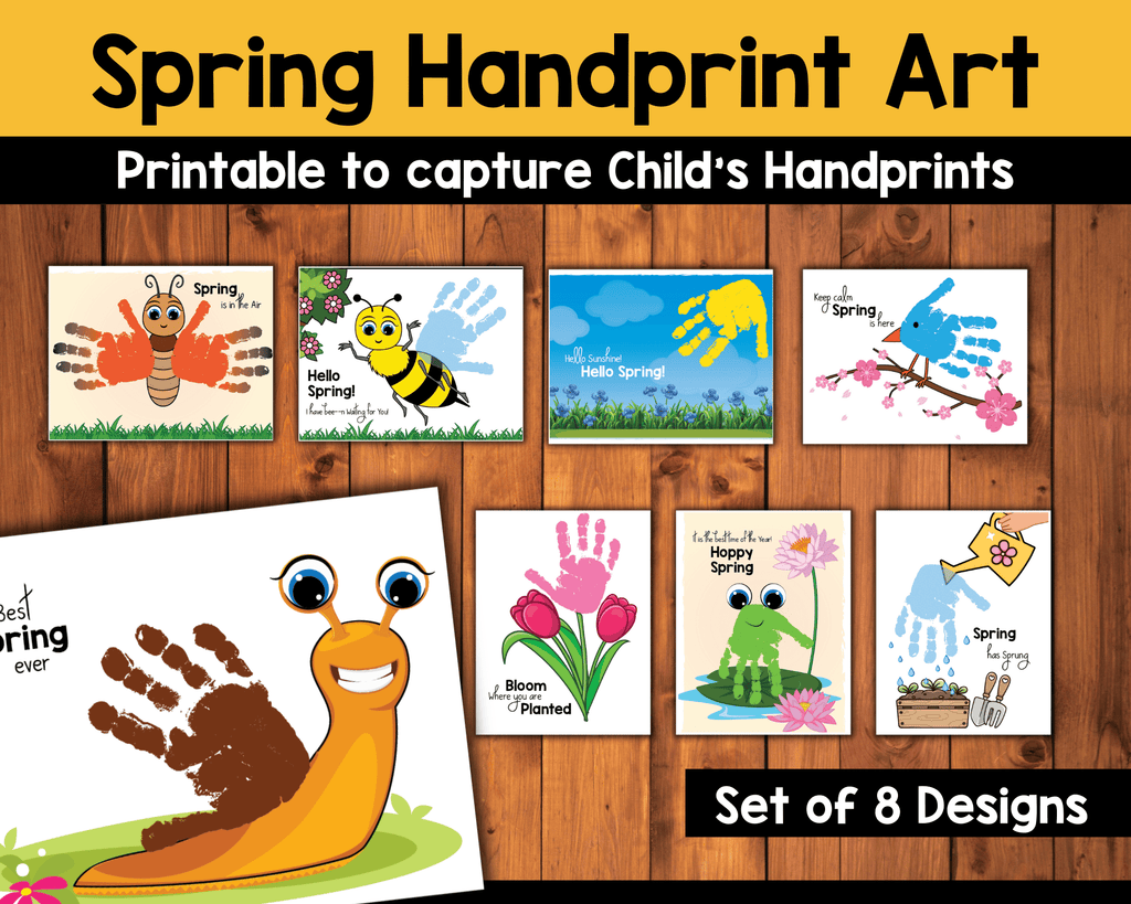 Spring Handprint Art Printable {8 Designs} – LittleLadoo