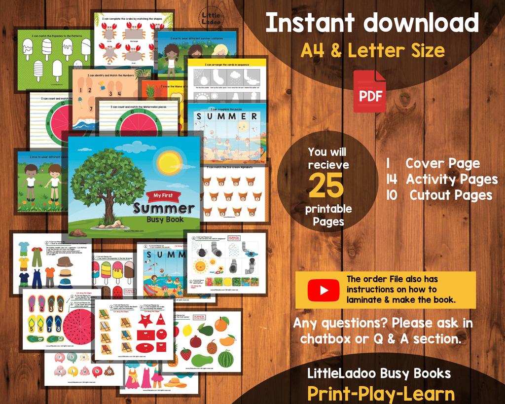 Summer Busy Book Printable {11 Activities} – LittleLadoo