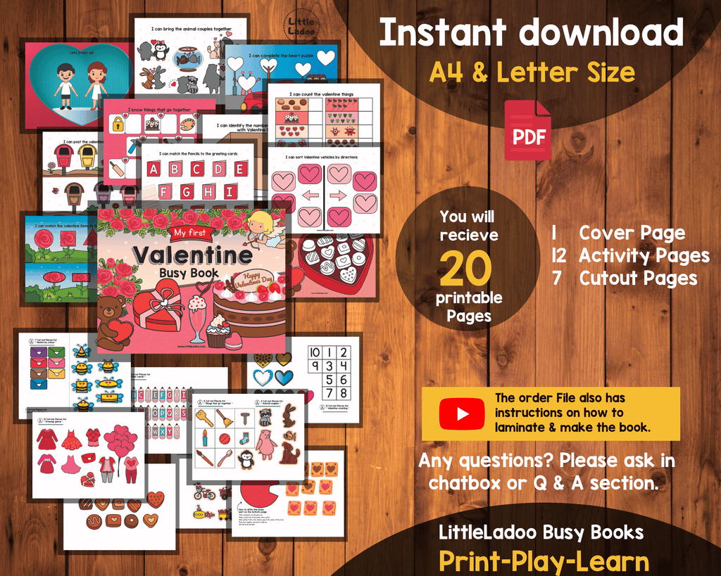 Valentine Busy Book Printable {11 Activities } – LittleLadoo
