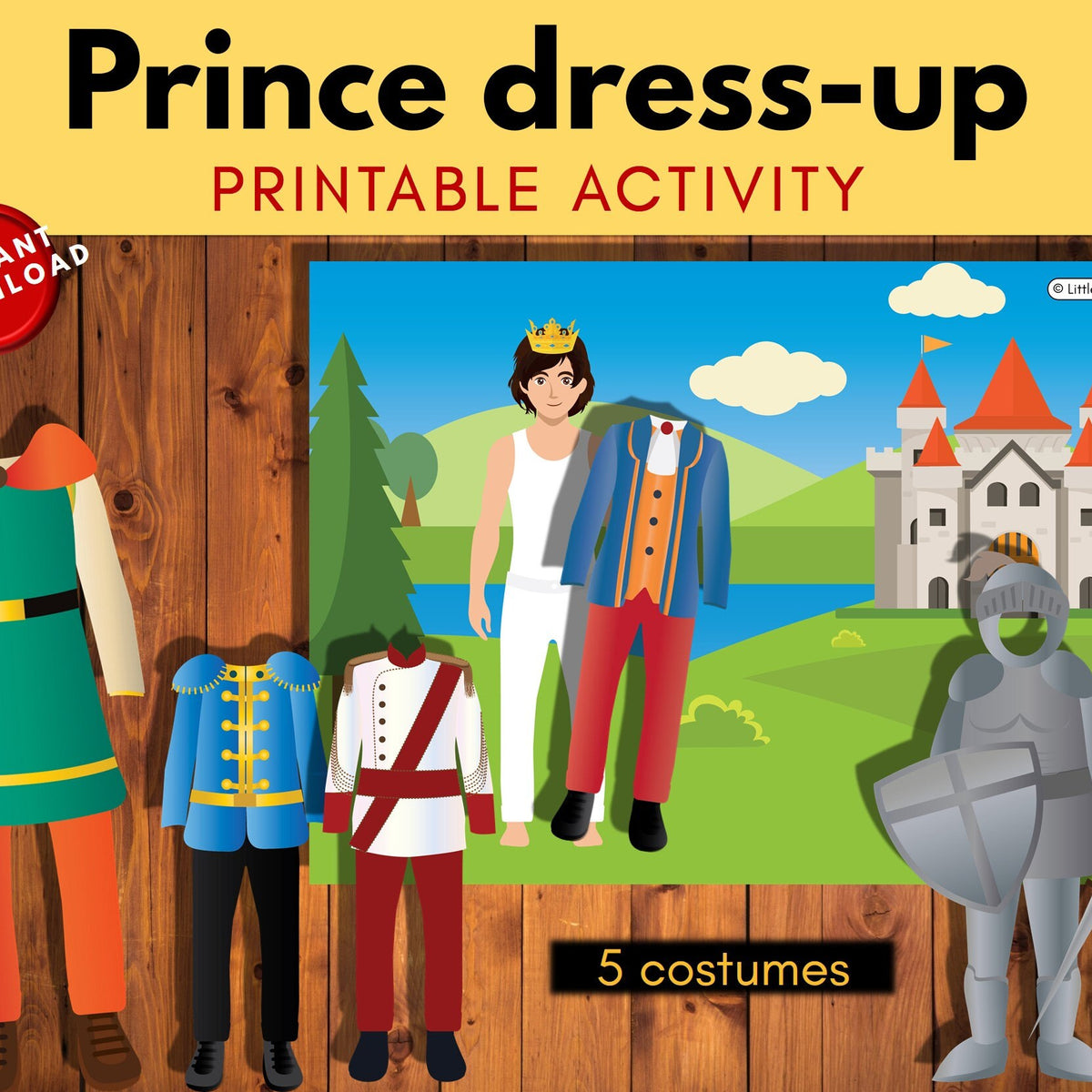 Dress up the Prince Printable (Activity Page + 5 Costumes) – LittleLadoo