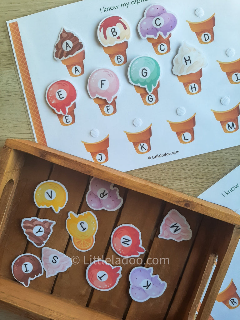 Ice cream Alphabet Matching Printable {8 pages} – LittleLadoo